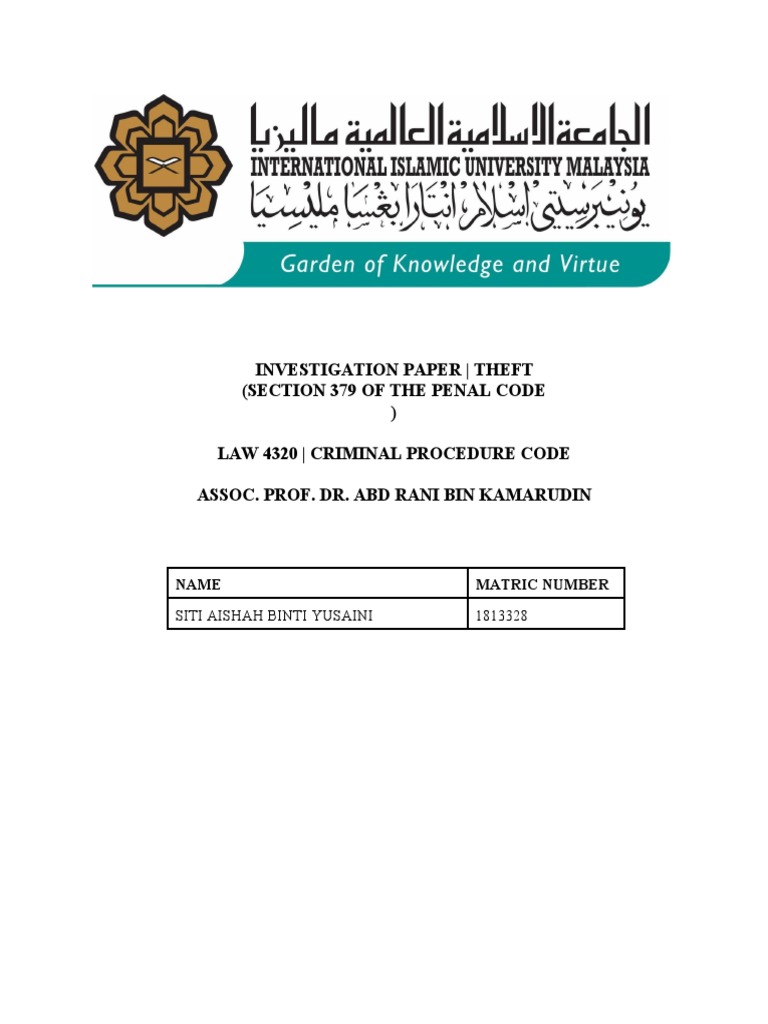 Investigation Paper - Siti Aishah | PDF | Detention (Imprisonment ...