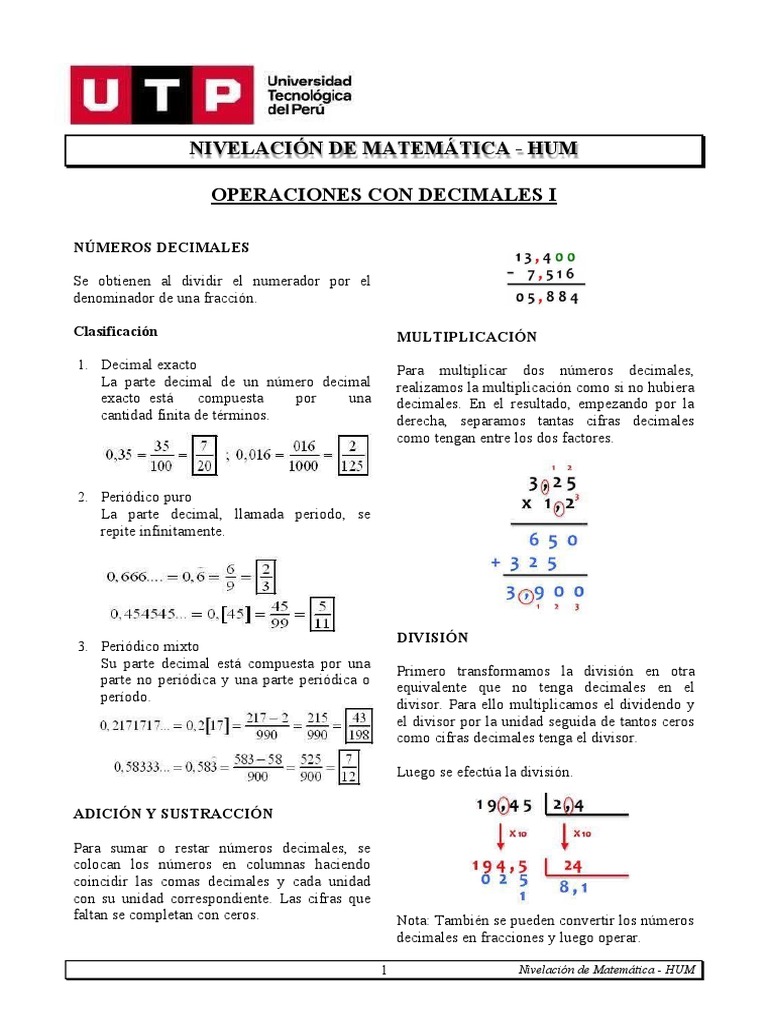 S03.s1 - Resolver Ejercicios | PDF | División (Matemáticas) | Decimal