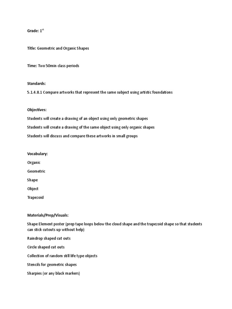 Geometric vs. Organic Shapes in Art | PDF | Language Arts & Discipline