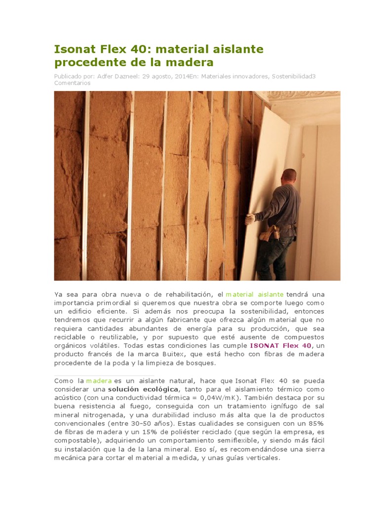 Isonat Flex 40: Aislante Ecológico de Madera | PDF | Hogar, jardinería y bricolaje | Ciencia y ...
