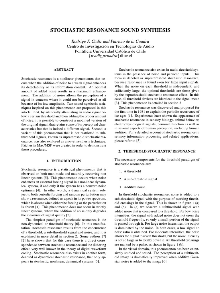 Stochastic Sound Synthesis | Download Free PDF | Filter (Signal ... Stochastic Sound Synthesis | Download Free PDF | Filter (Signal ...