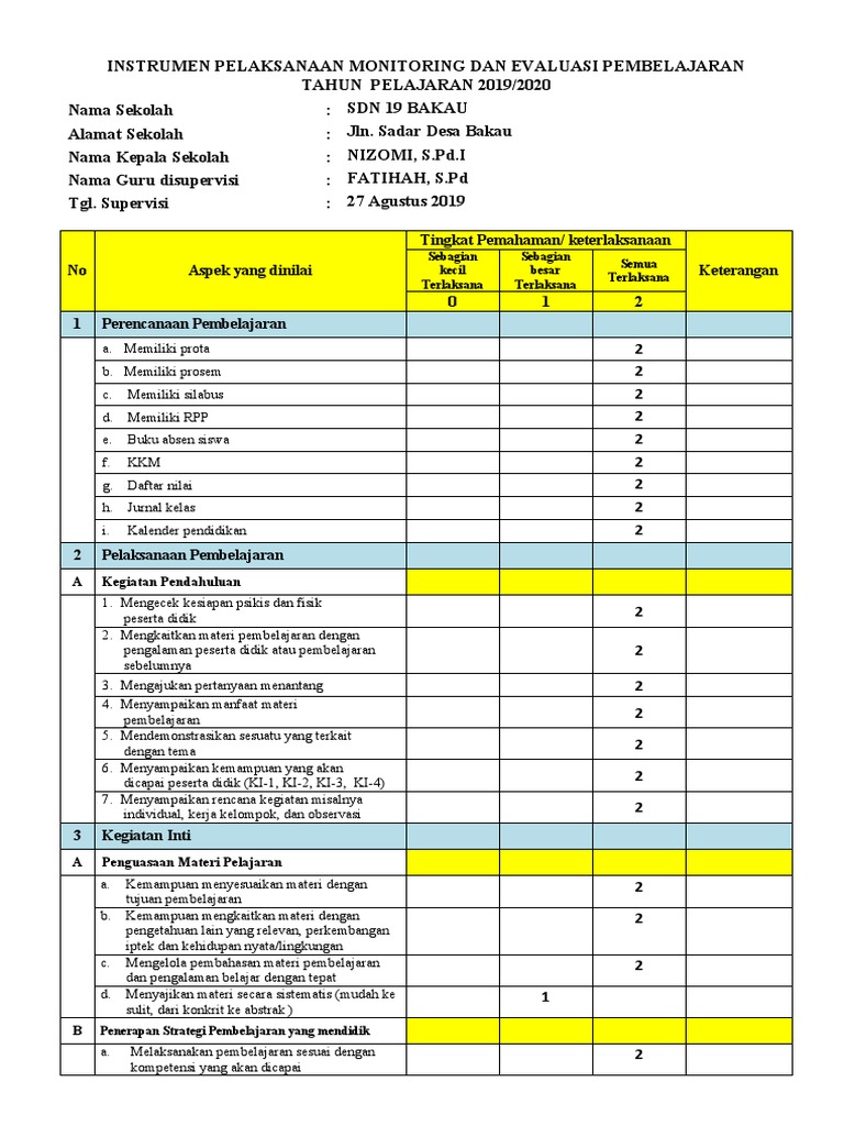 Instrumen Monitoring Dan Evaluasi SNP | PDF