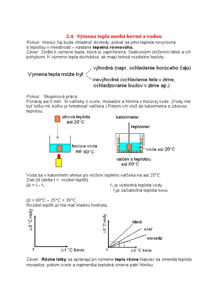 Výmena Tepla Medzi Kovmi A Vodou | PDF