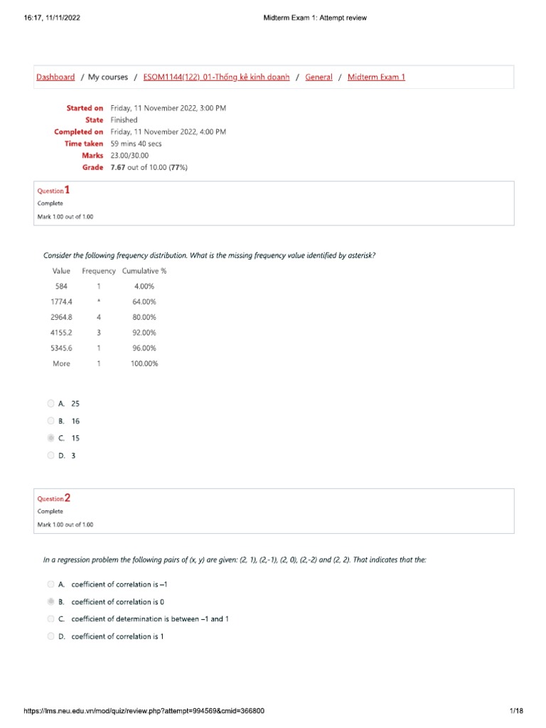 Midterm Exam 1 - Attempt Review | PDF