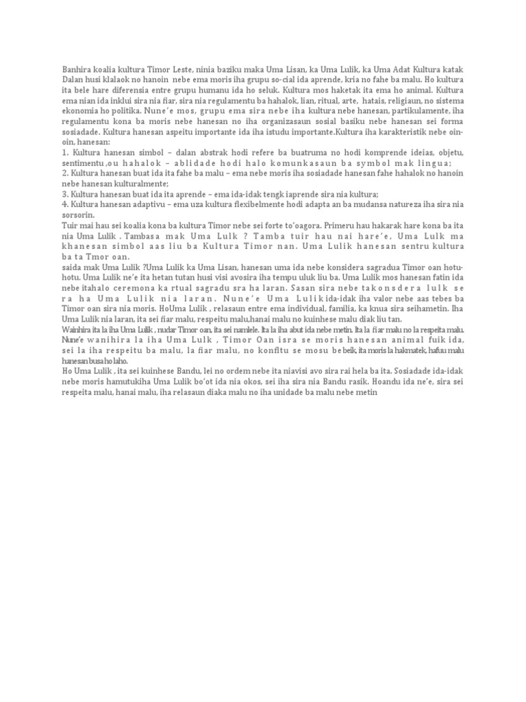 Kultura Timor Leste | PDF