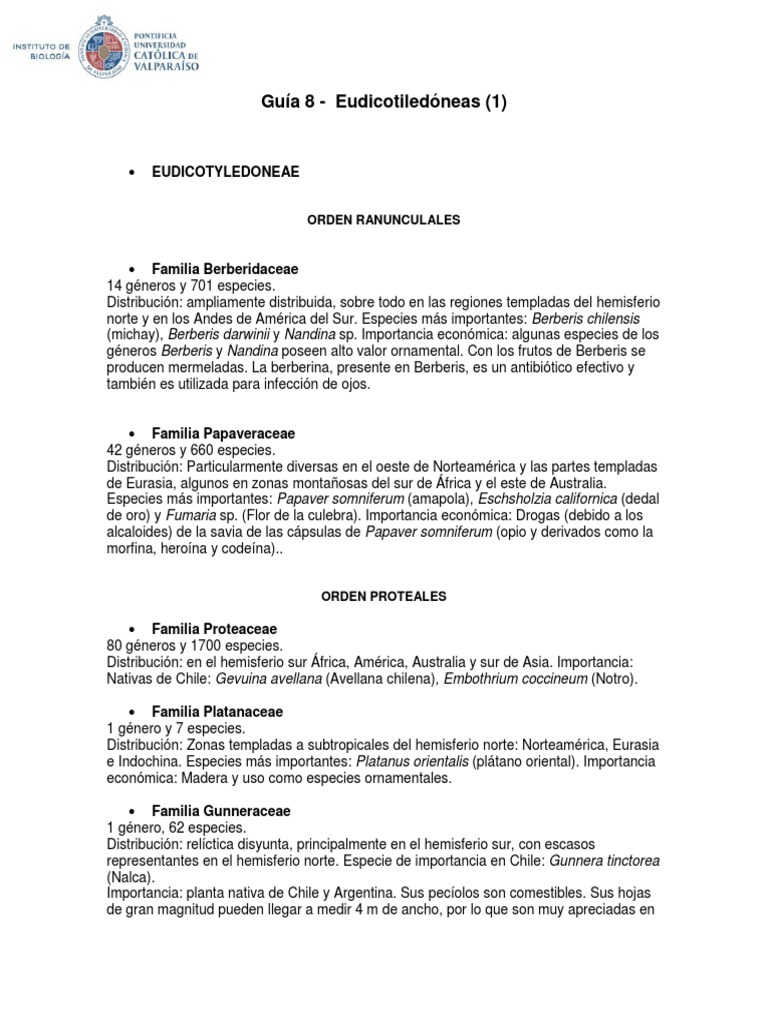 N° 9 Eudicotiledóneas Pdf Morfología Vegetal Botánica