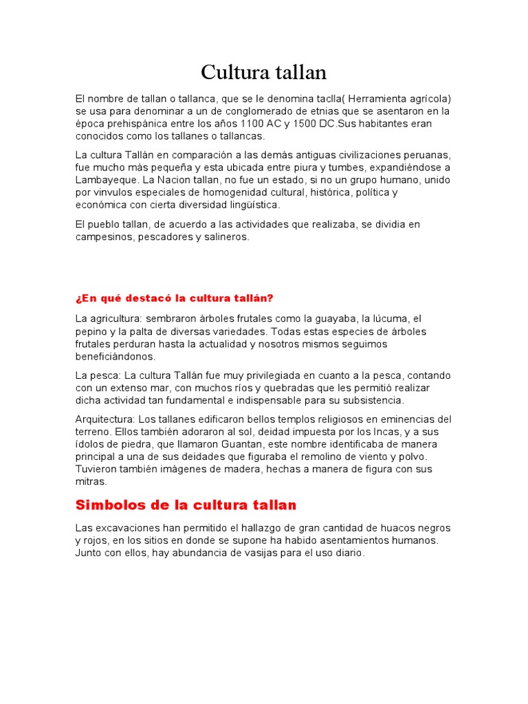 Cultura Tallan | PDF | Pueblos Indígenas de las Américas | Era precolombina