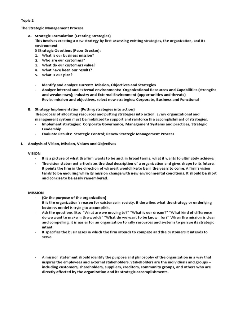 Topic 2 - Strategic Management | PDF | Strategic Management | Business ...