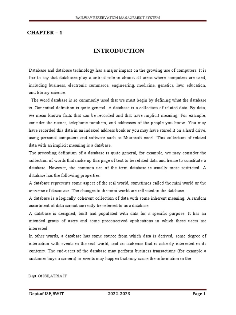 Railway Reservation Management System | PDF | Databases | Internet & Web