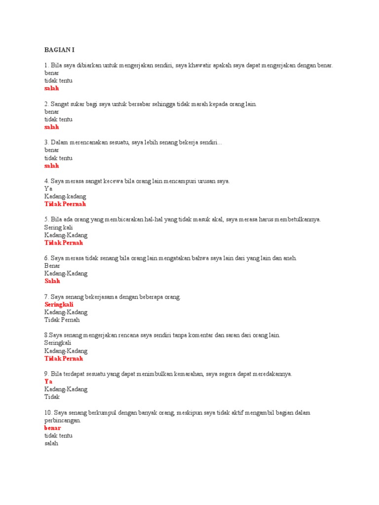 Kunci Jawaban e Mental Polri Fix | PDF