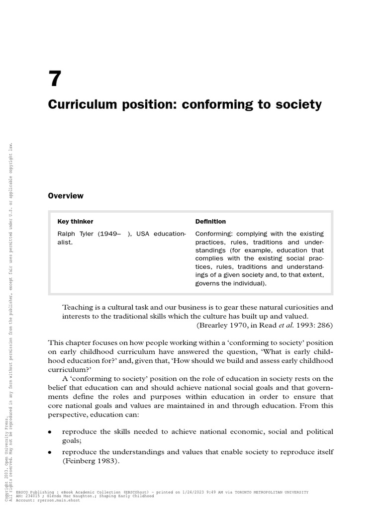 ch7 Curriculum Position - Confroming To Society - Macnaughton G | PDF ...