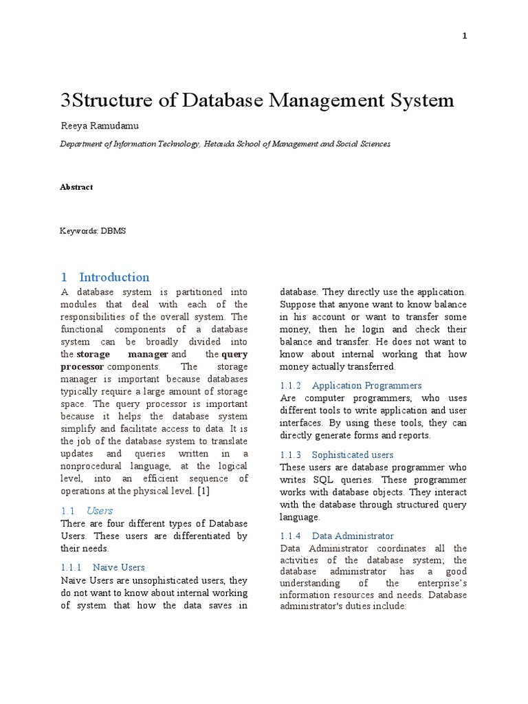 Structure of Database Management System | PDF | Databases | Data