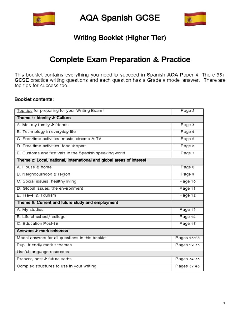 AQA-Spanish-GCSE-HT-Writing-Exam-Practice | PDF | Grammatical Tense ...
