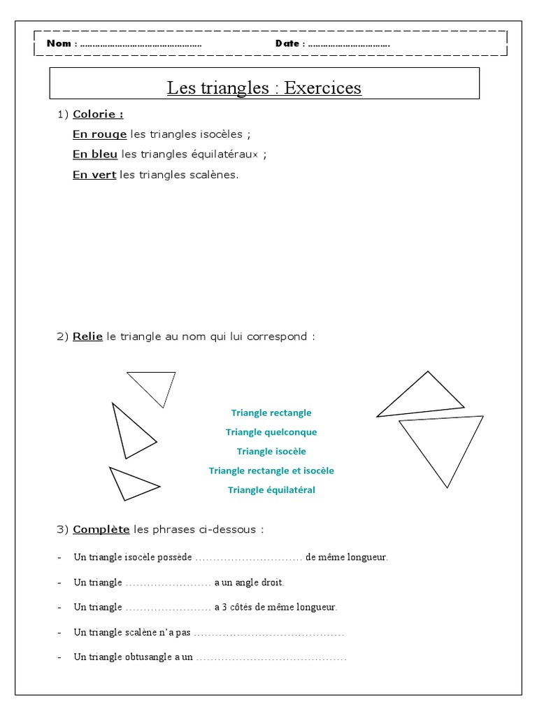 4 - Exercices Les Triangles | PDF | Triangle | Géométrie euclidienne