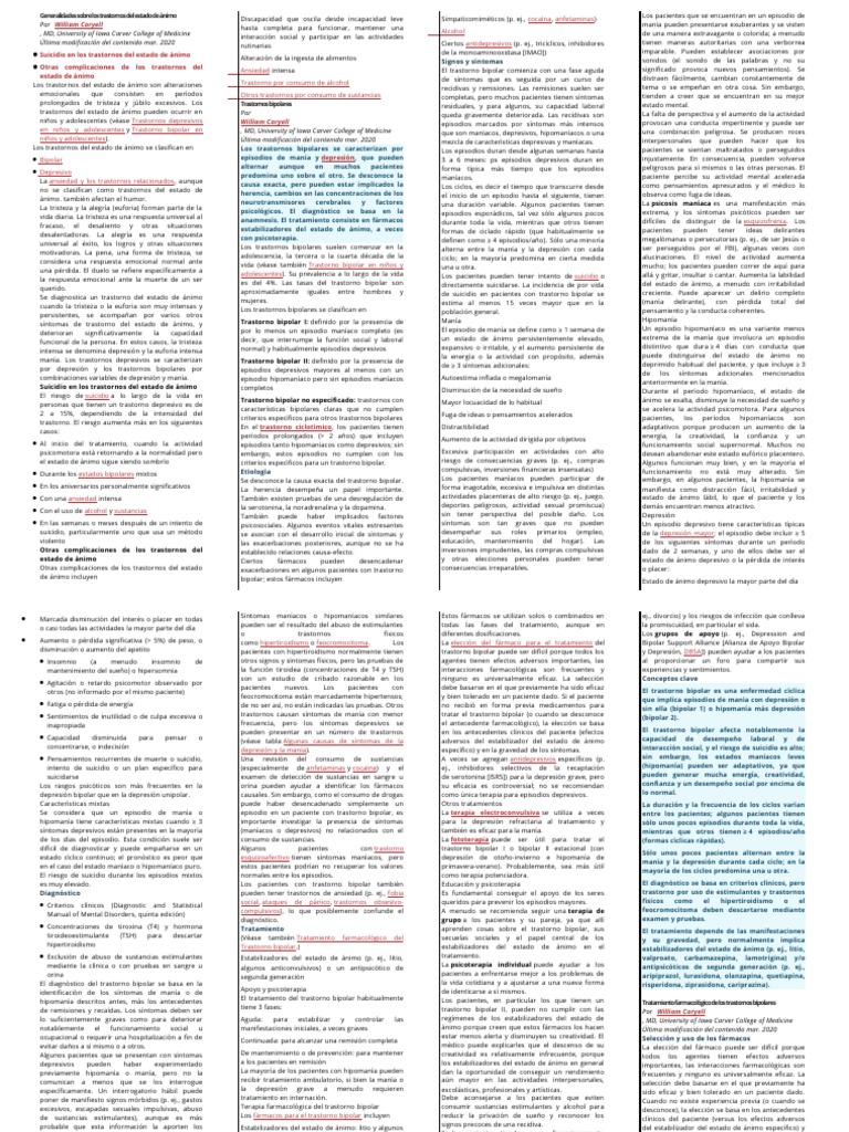 MSD-Trastornos Del Ánimo | PDF | Manía | Desorden bipolar