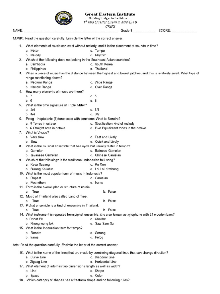 MAPEH 8 Sept. 1st Q | PDF | Physical Fitness | Gender