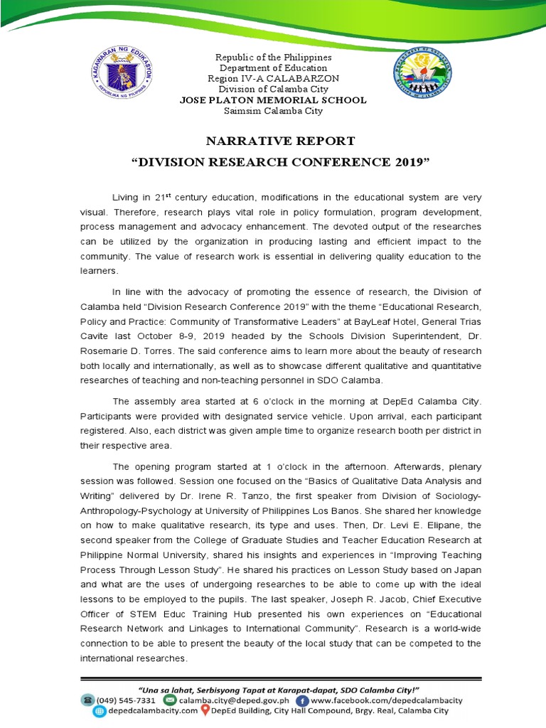 Narrative Report in Research | PDF | Behavior Modification | Cognitive Science