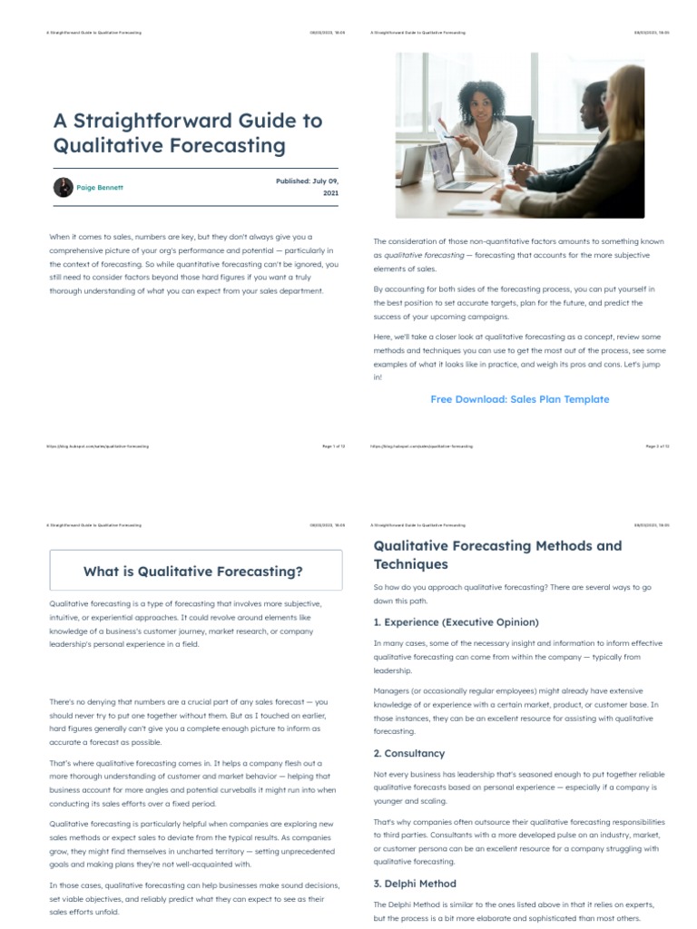 A Straightforward Guide To Qualitative Forecasting | PDF | Forecasting | Qualitative Research