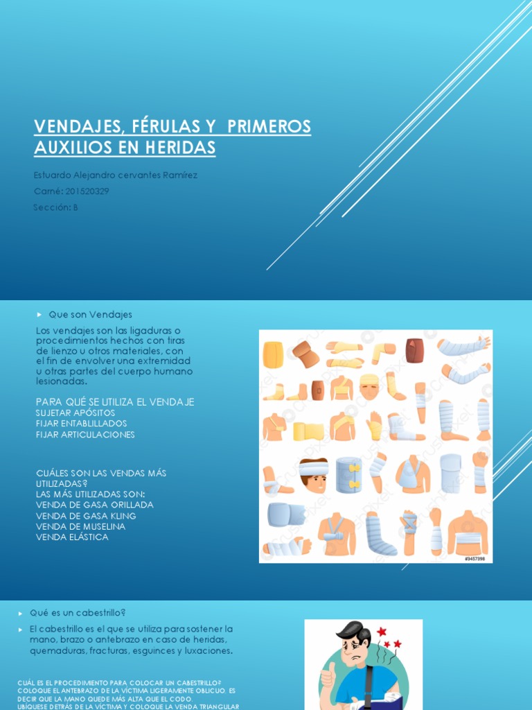 VENDAJES, FÉRULAS Y PRIMEROS AUXILIOS EN HERIDAS Tarea 2022 | Descargar gratis PDF | Primeros ...