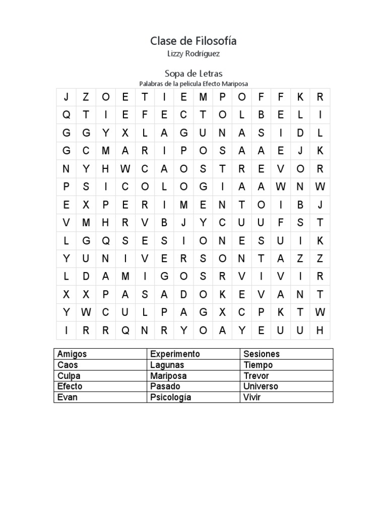 Sopa de Letras, Clase de Filosofia | PDF