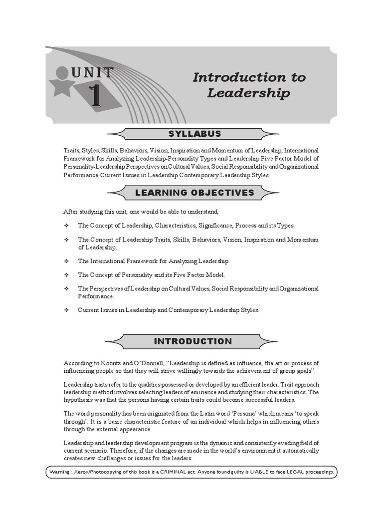 Introduction To Leadership: Syllabus | PDF | Leadership | Power (Social ...