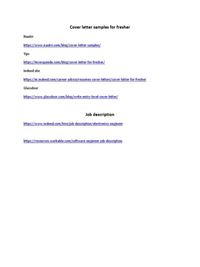 Cover Letter Samples For Fresher: Naukri | PDF