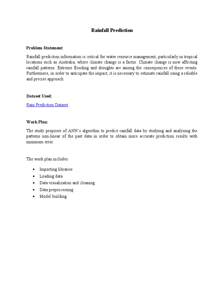 Rainfall Prediction: Problem Statement | PDF
