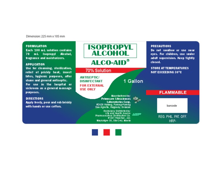 Alco Aid Isopropyl 70 1 Gallon | PDF