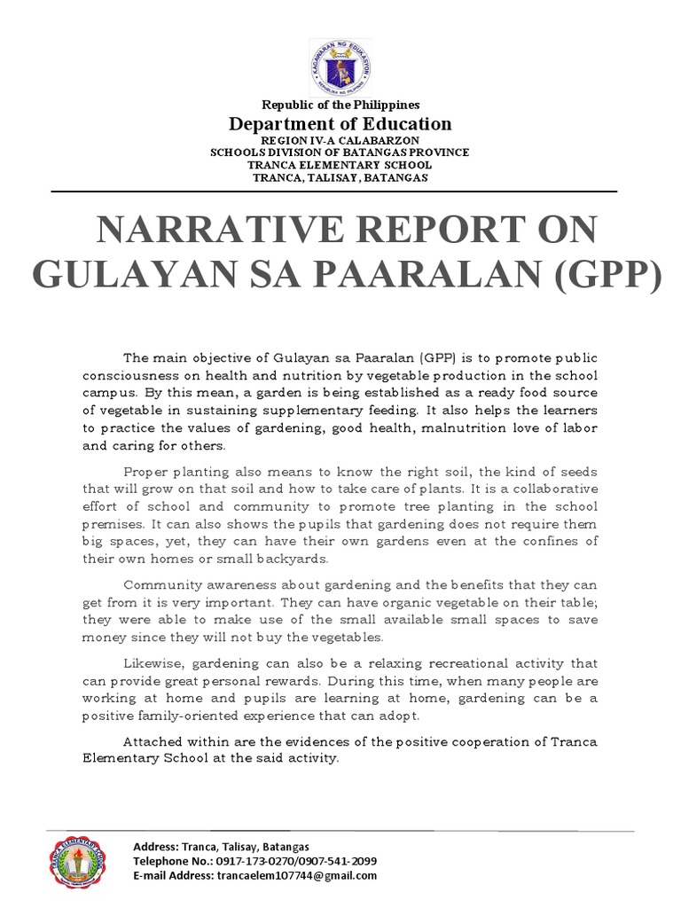 Gulayan sa Paaralan Accomplishment Report | PDF | Vegetables | Food And ...