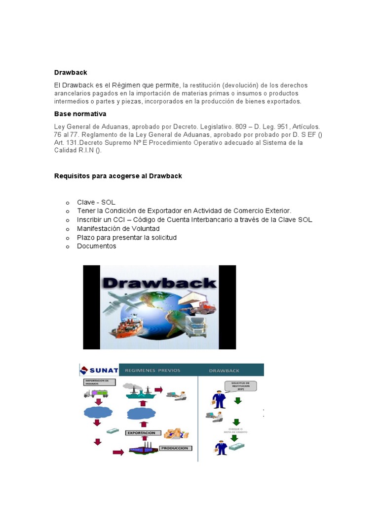 Drawback: El Drawback Es El Régimen Que Permite | PDF