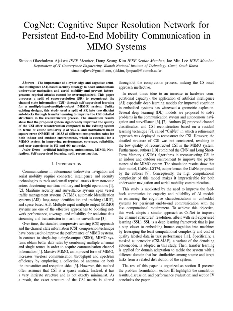 Cognet: Cognitive Super Resolution Network For Persistent End-To-End Mobility Communication in ...