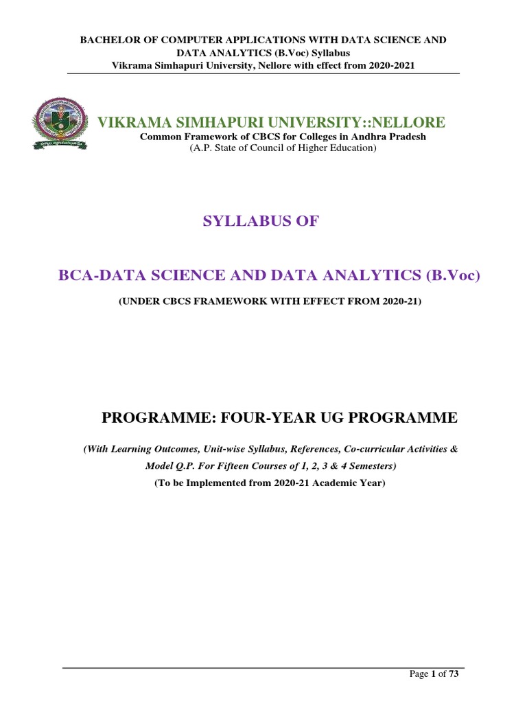 BCA Data Science & Analytics Syllabus | PDF | Matrix (Mathematics) | C (Programming Language)