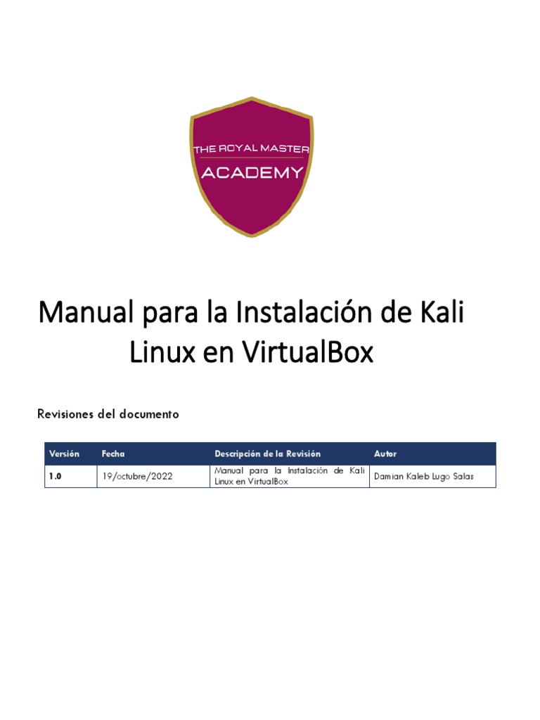 Manual para La Instalación de Kali Linux en VirtualBox | PDF ...