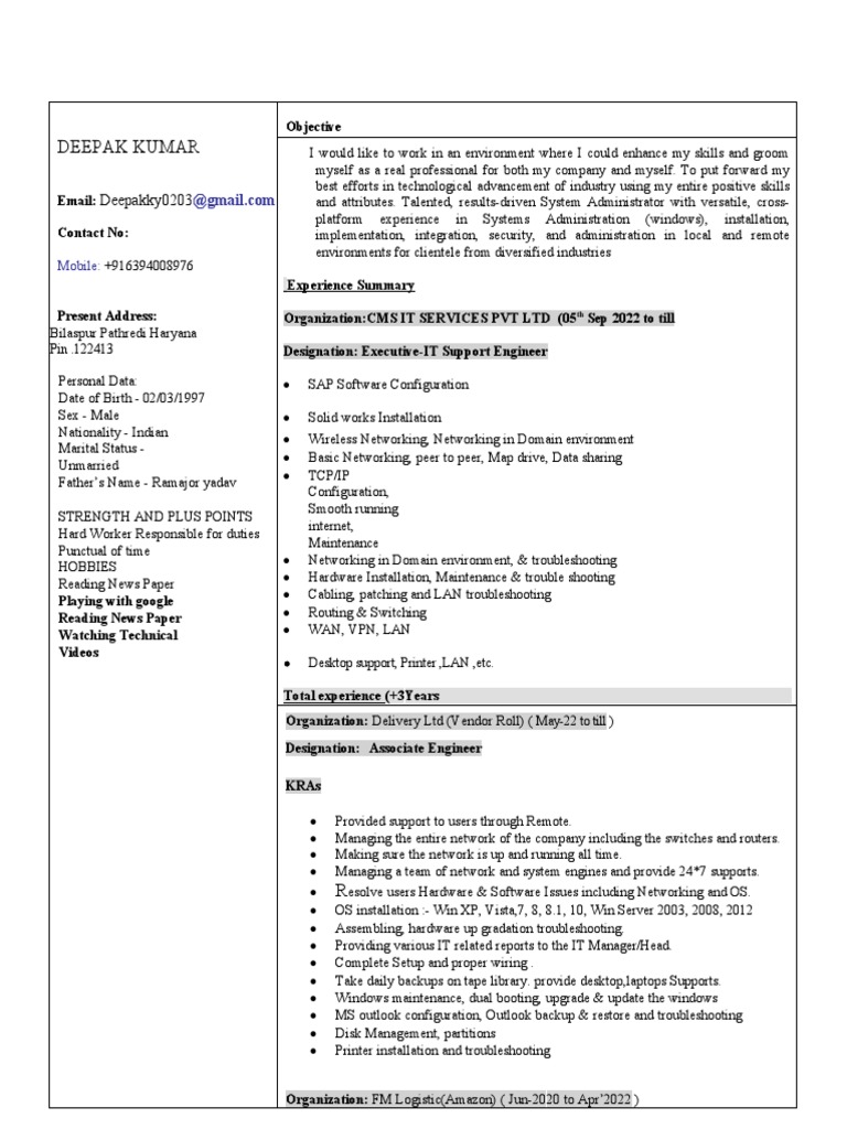 Deepak Kumar | PDF | Computer Network | Microsoft Windows