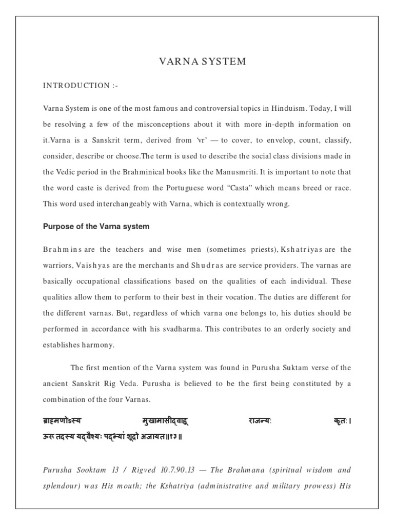 Varna System | Download Free PDF | Ancient India | Indian Religions