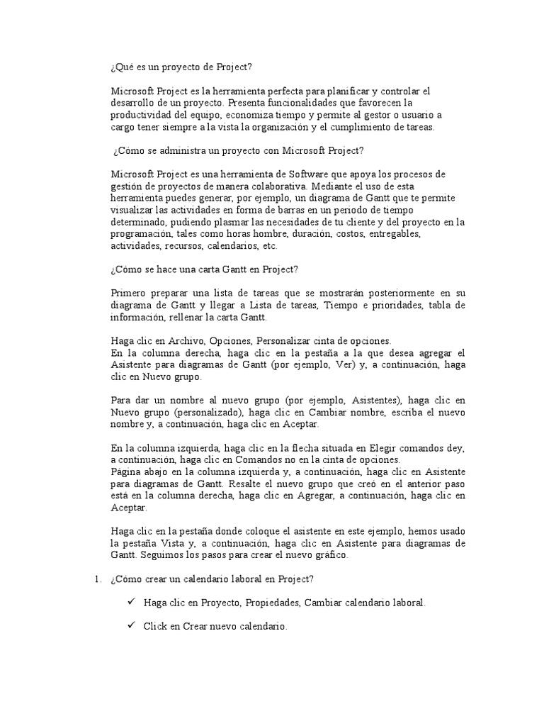 Qué es un proyecto de Project | PDF | Gestión de proyectos | Microsoft