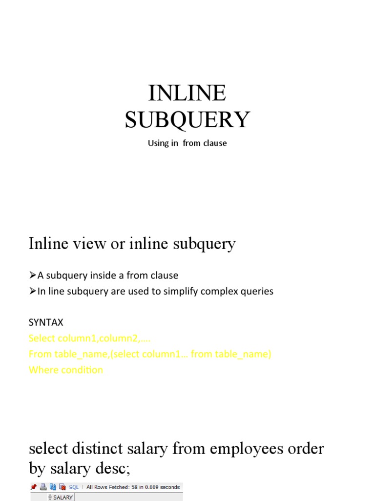 Inline Subquery 4 | PDF