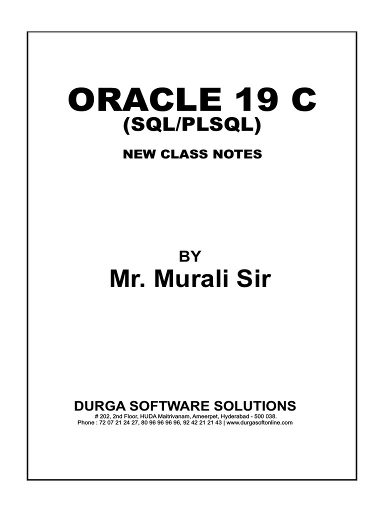 Oracle 19 C: Mr. Murali Sir | PDF | Pl/Sql | Information Retrieval