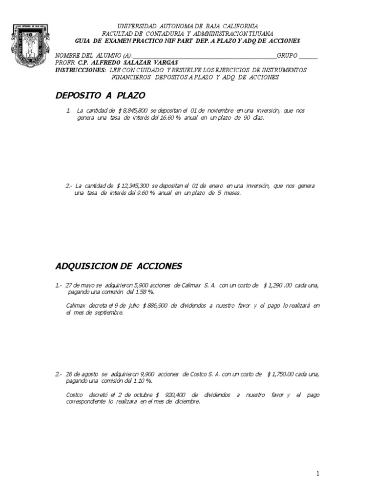 2023 1 Guia Exa Nif C2 Practico DP y A A | PDF