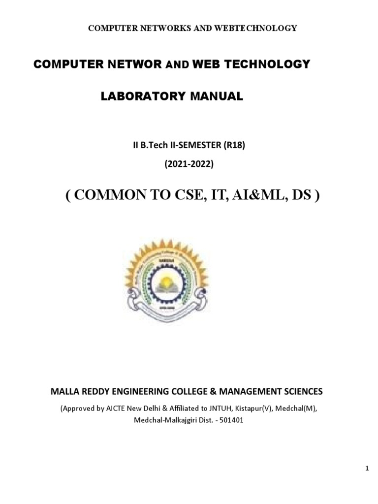 (Common To Cse, It, Ai&Ml, DS) : Computer Networ Web Technology Laboratory Manual | PDF ...