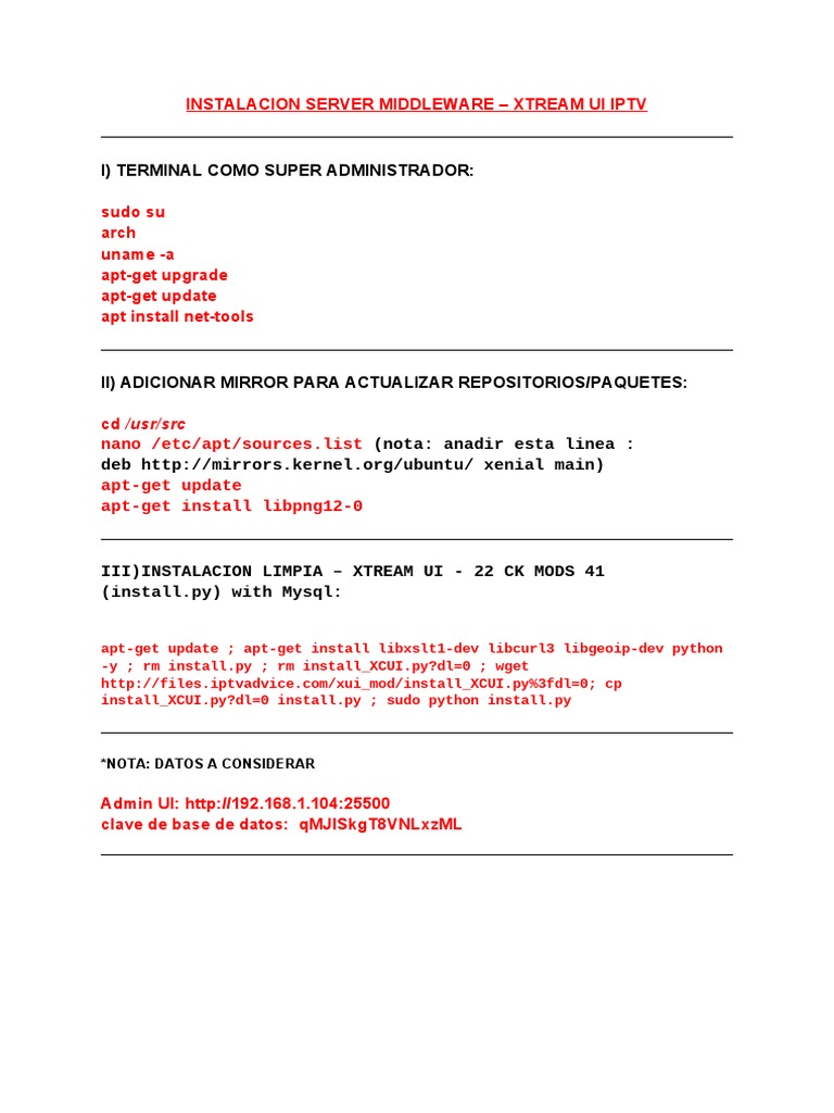01 - MANUAL DE INSTALACION XTREAM UI R22f Mods | PDF
