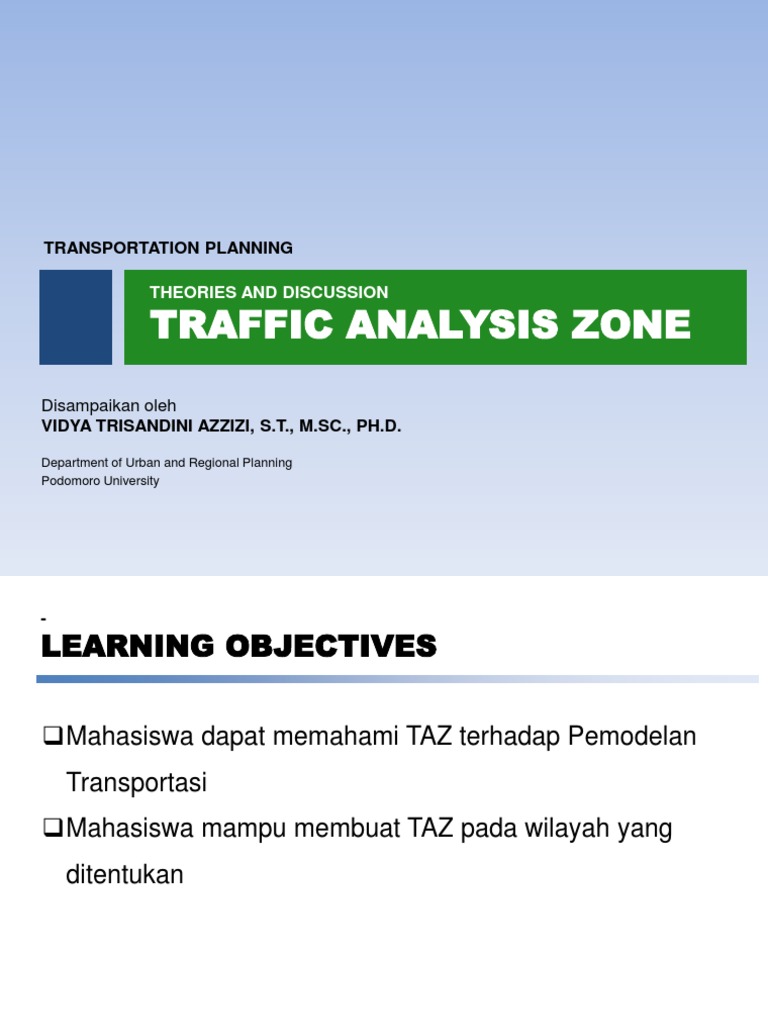 Traffic Analysis Zone: Transportation Planning | PDF