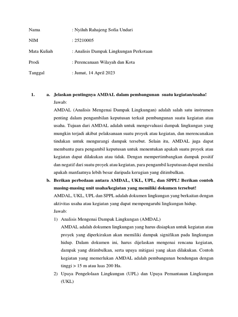 Uts Amdal | PDF | Sains & Matematika