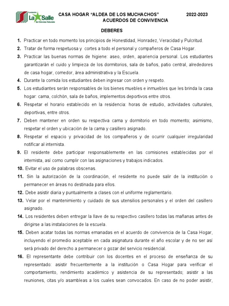 Normativas de Casa Hogar | PDF
