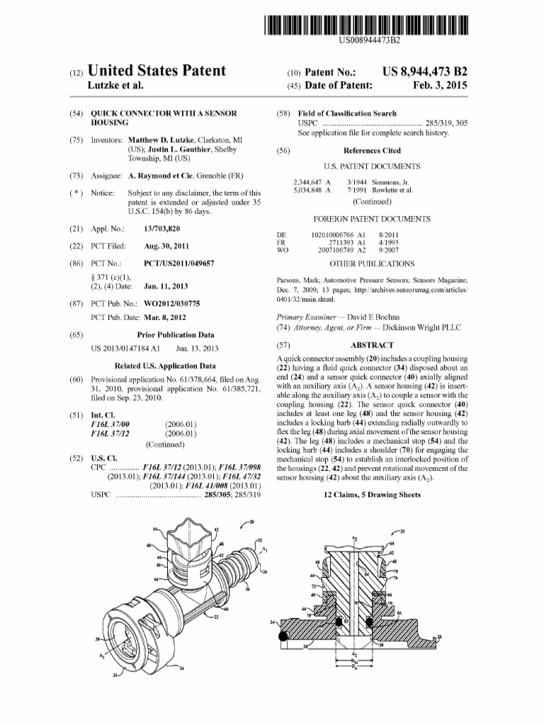 Quick Connector With A Sensor Housing | PDF | Anatomical Terms Of Motion