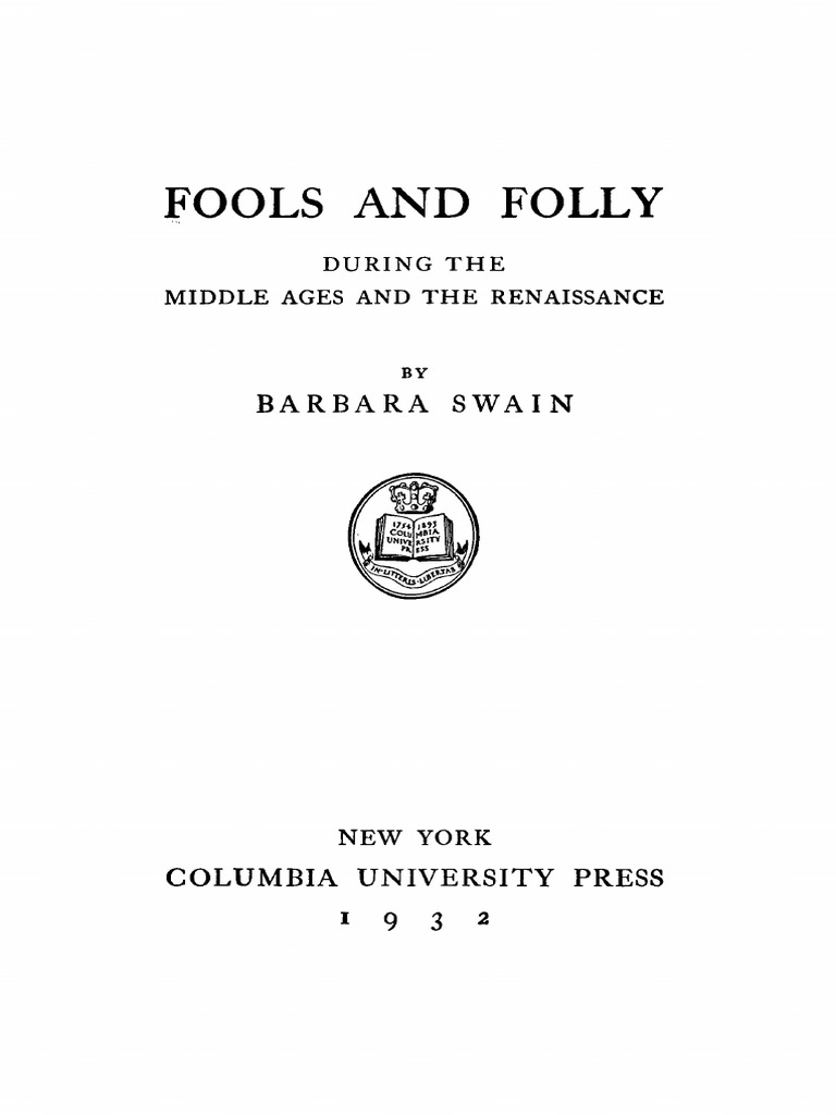 Fools and Folly During The Middle Ages and The Renaissance (Barbara ...