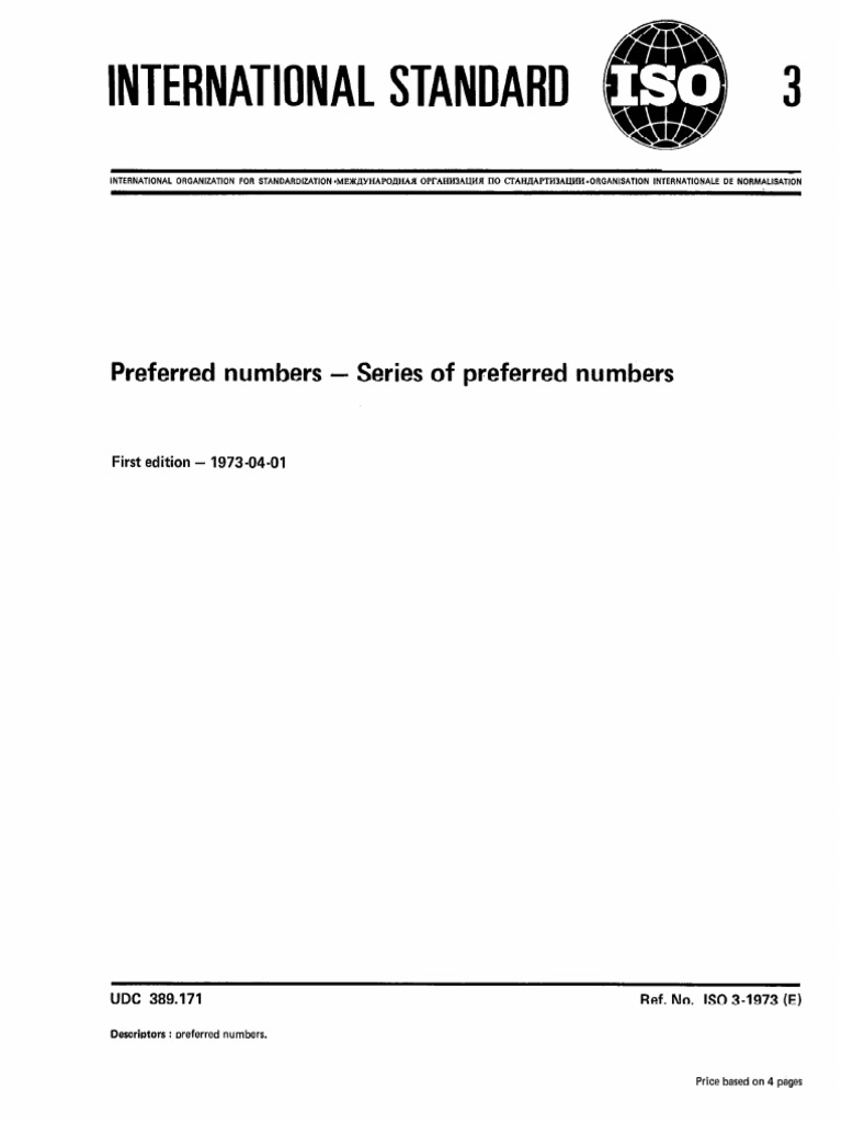 ISO 00003-1973 Scan | PDF | International Organization For ...