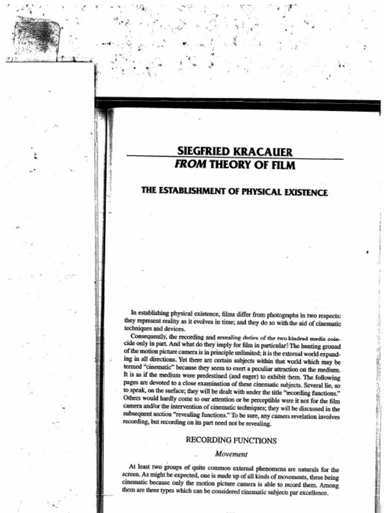 kracauer_establishment of physical existence | PDF