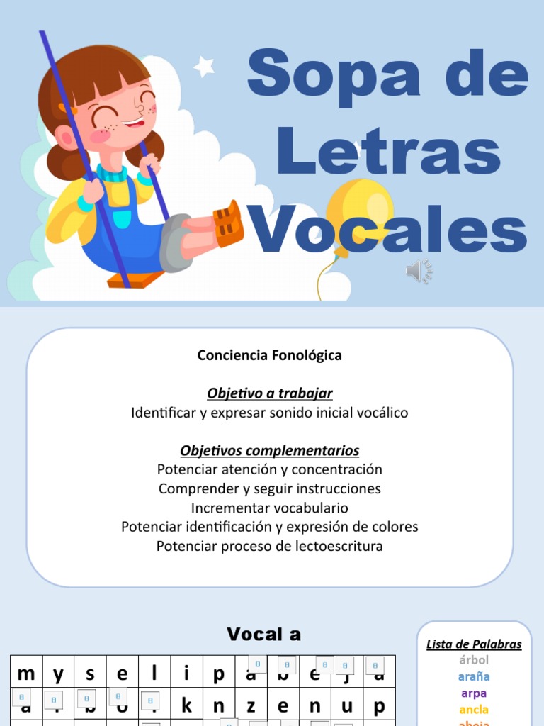 Sopa de Letras (Vocales) | PDF