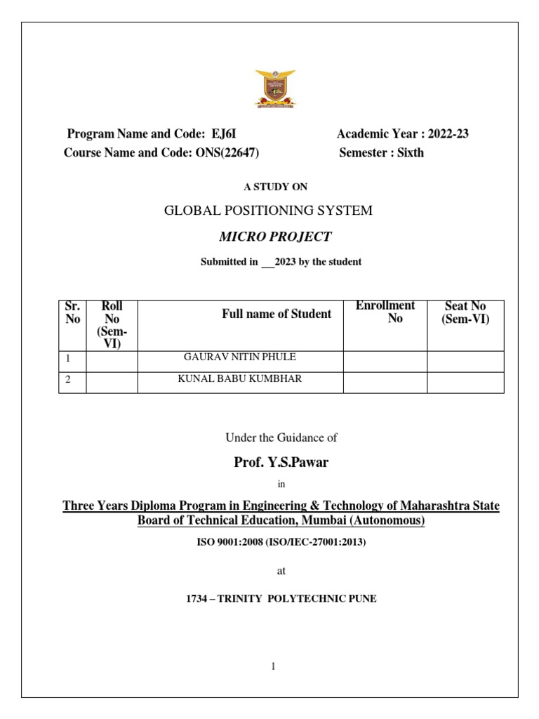 Ons Microproject | PDF | Global Positioning System | Satellite